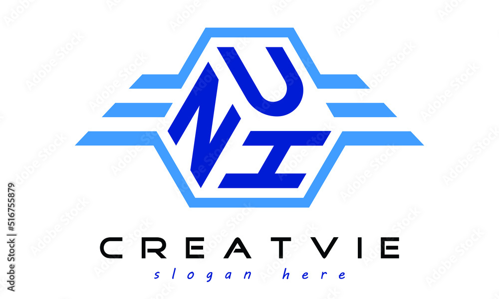 NUH three letter geometrical wings logo design vector template ...