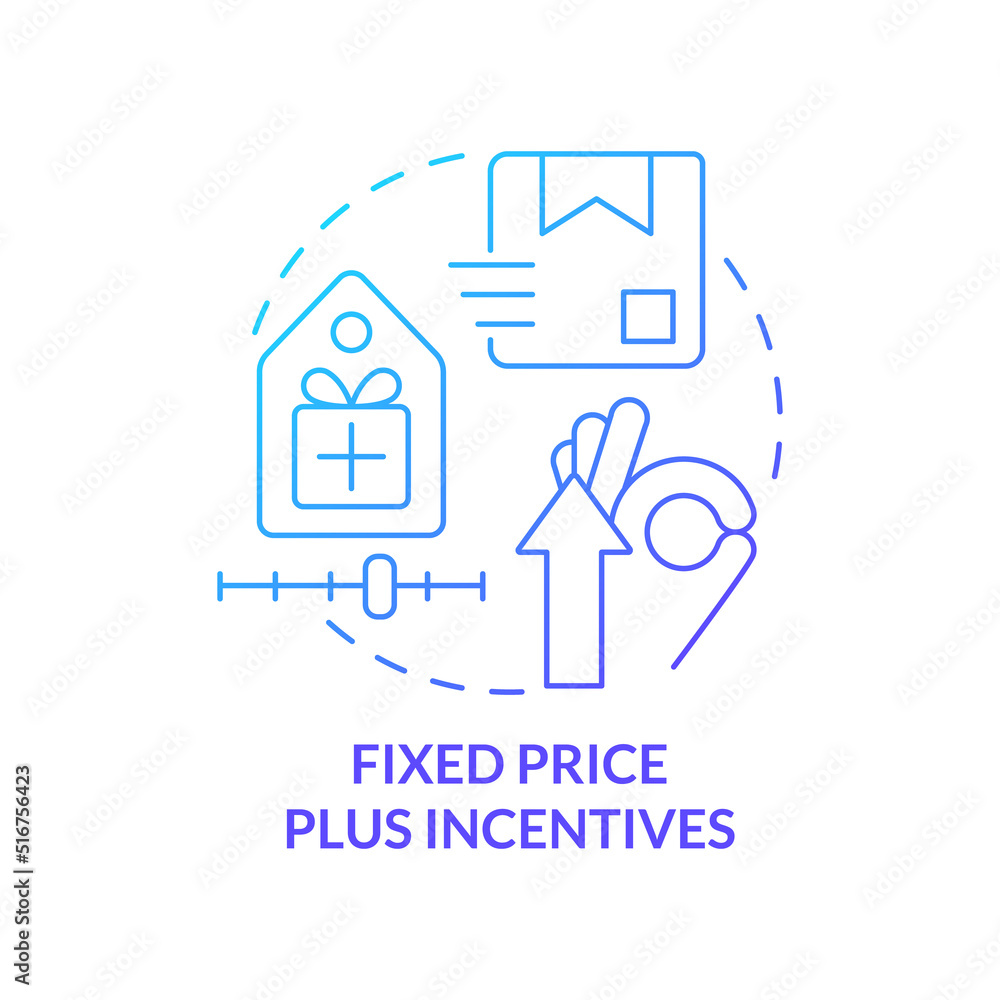 Fixed price plus incentives blue gradient concept icon. Win-win ...