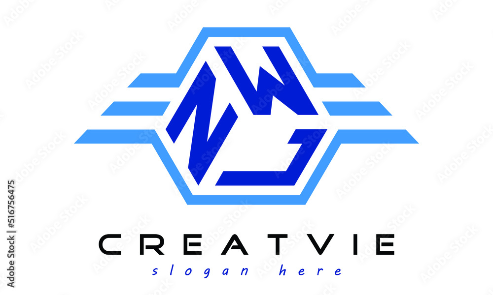NWL three letter geometrical wings logo design vector template ...