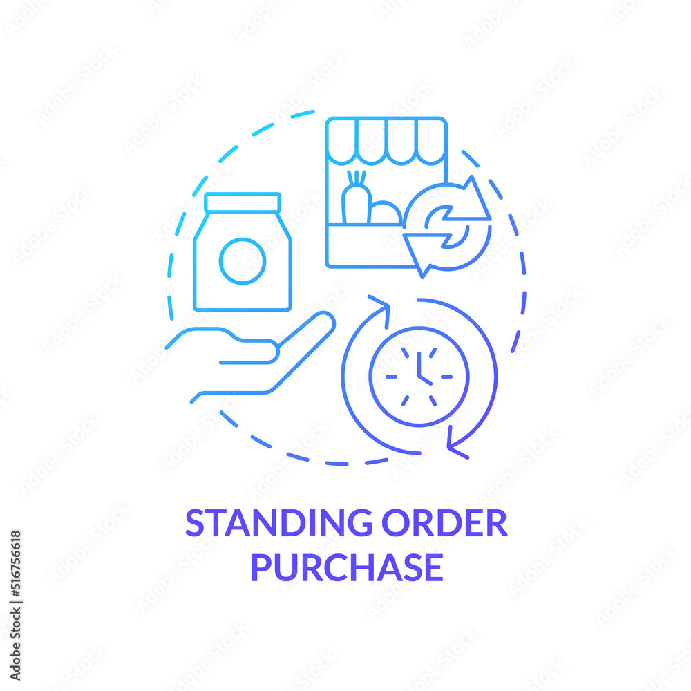 Standing order purchase blue gradient concept icon. Food procurement abstract idea thin line ...