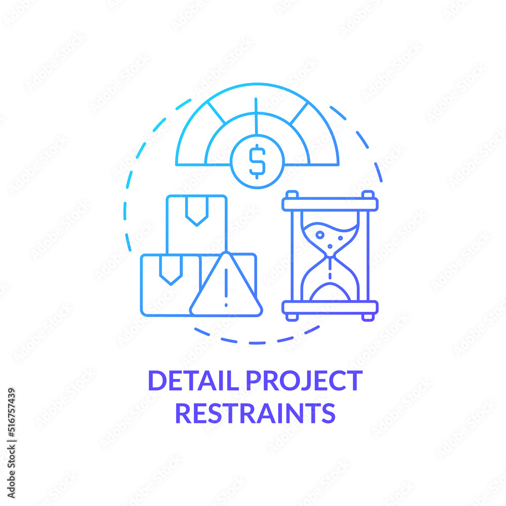 Detail project restraints blue gradient concept icon. Step in ...