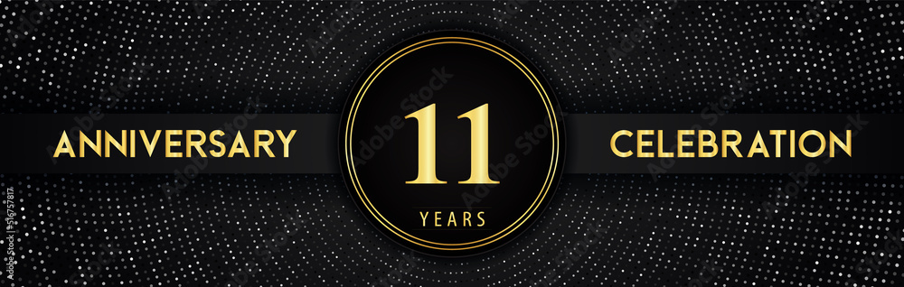11 years anniversary celebration with circle frame and dotted line ...