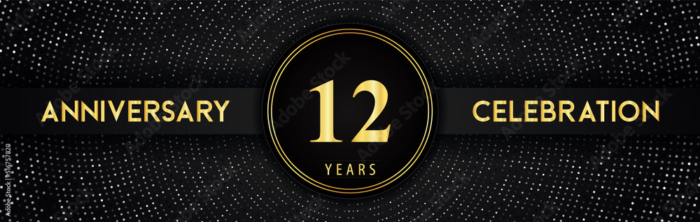 12 years anniversary celebration with circle frame and dotted line ...