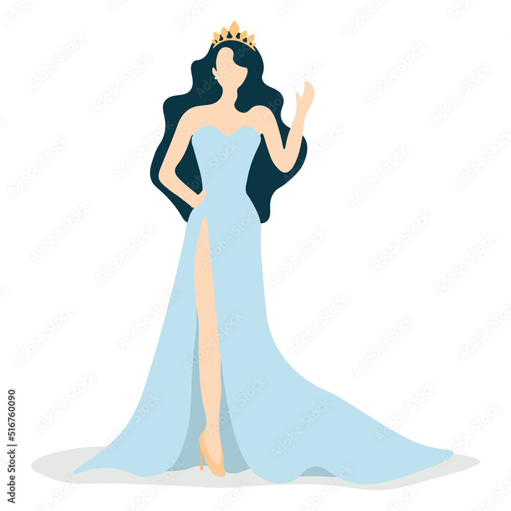 Vector illustration of beauty queen pageant winner on white background ...