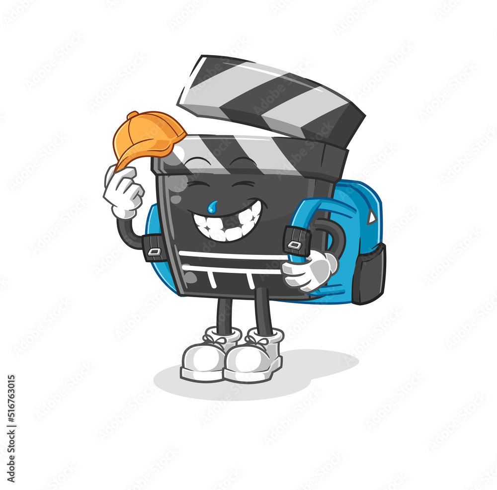 clapboard goes to school vector. cartoon character Stock Vector | Adobe ...
