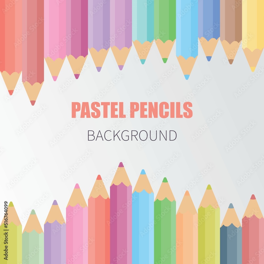 Back to school background with pastel colorful pencils on white color ...