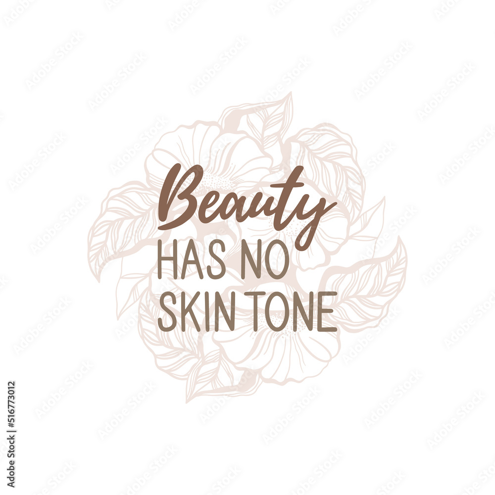 Handwritten lettering, calligraphy. The inscription beauty has no skin ...