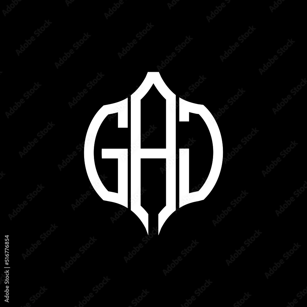 GAJ letter logo. GAJ best black background vector image. GAJ Monogram ...