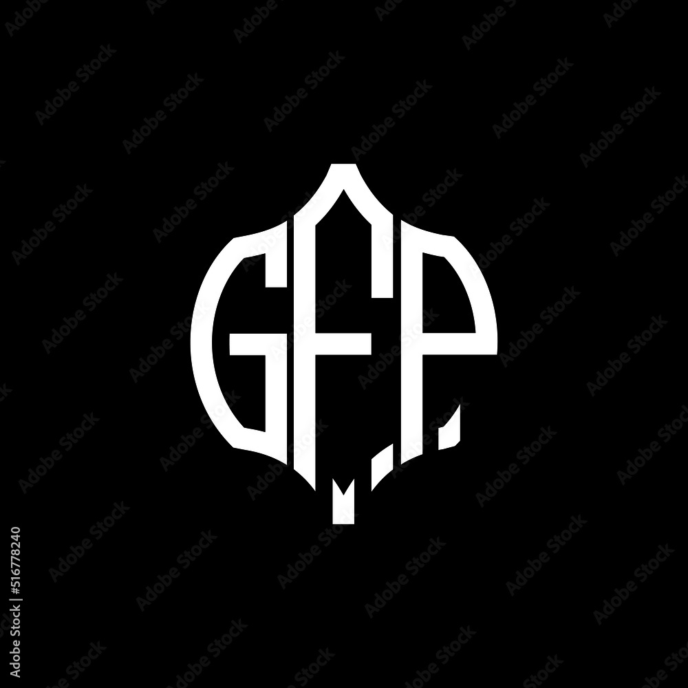 GFP letter logo. GFP best black background vector image. GFP Monogram ...