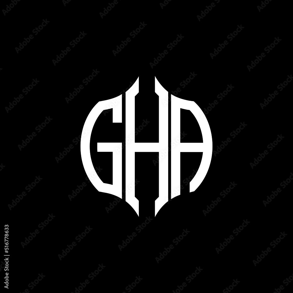 GHA letter logo. GHA best black background vector image. GHA Monogram ...
