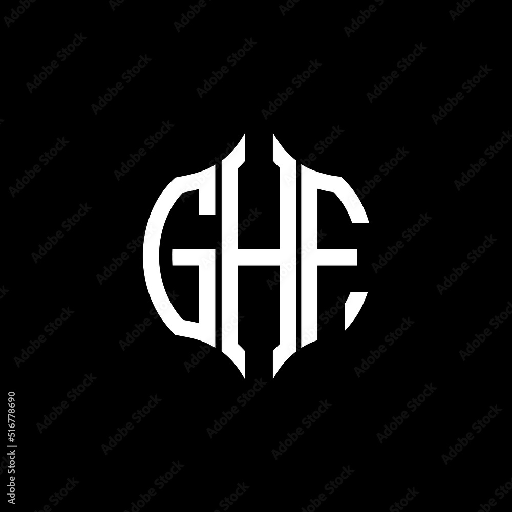 GHF letter logo. GHF best black background vector image. GHF Monogram ...