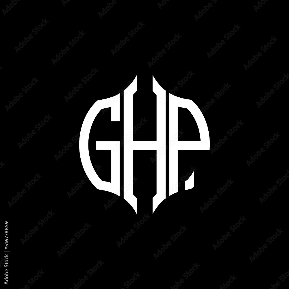 GHP letter logo. GHP best black background vector image. GHP Monogram ...