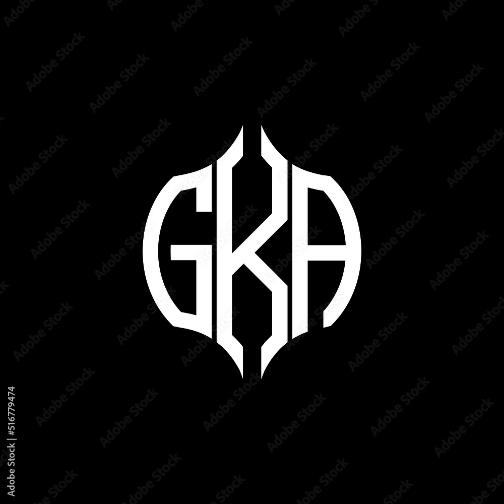 GKA letter logo. GKA best black background vector image. GKA Monogram ...