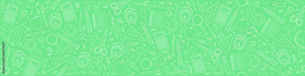 School green background. Seamless background with drawings of various ...