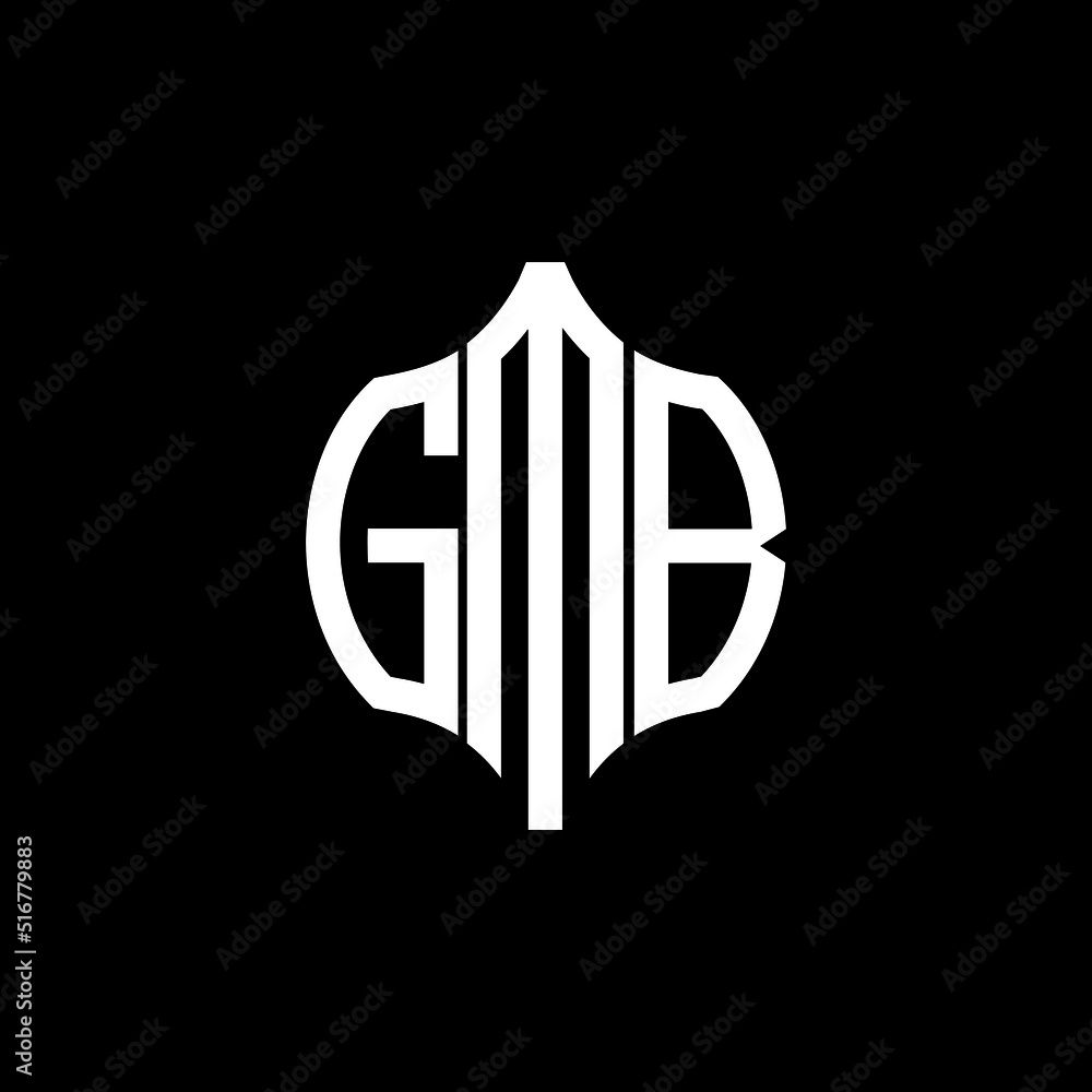 GMB letter logo. GMB best black background vector image. GMB Monogram ...