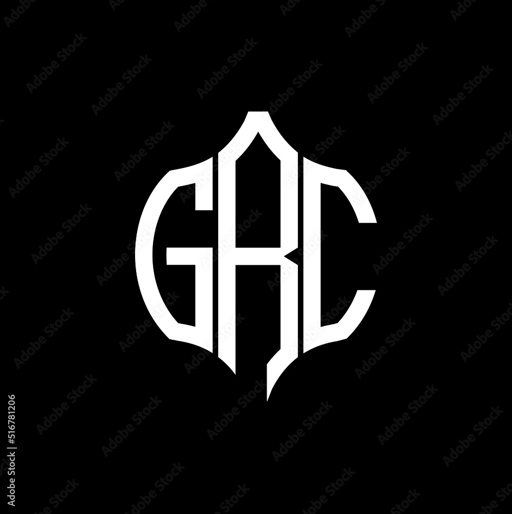 GRC letter logo. GRC best black background vector image. GRC Monogram ...