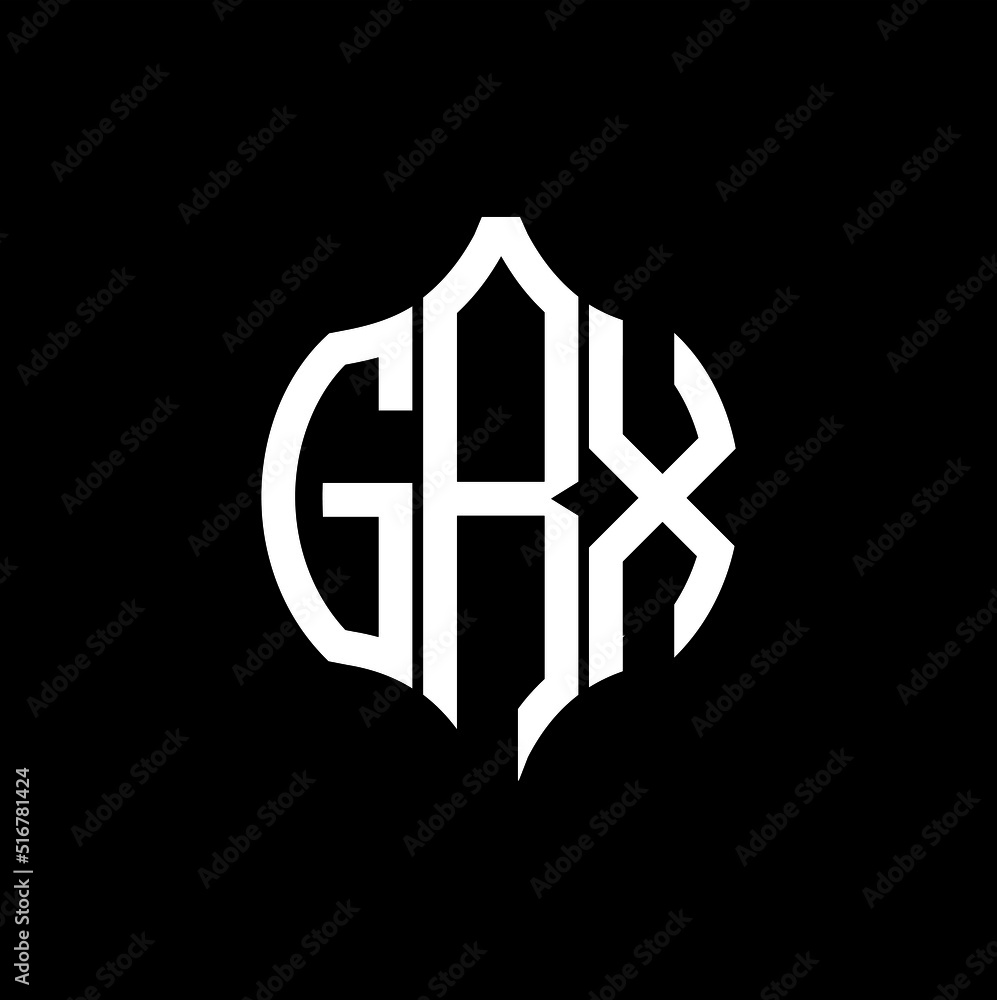 GRX letter logo. GRX best black background vector image. GRX Monogram ...