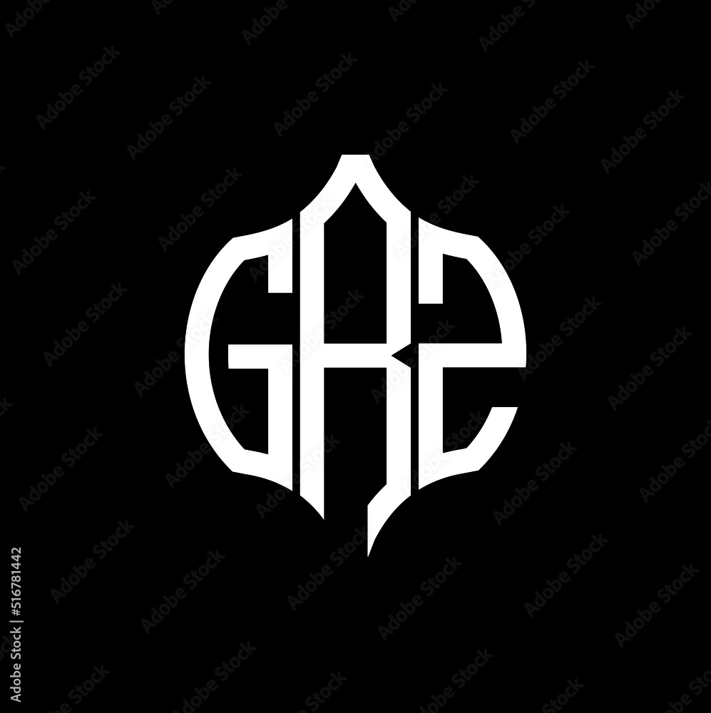 GRZ letter logo. GRZ best black background vector image. GRZ Monogram ...