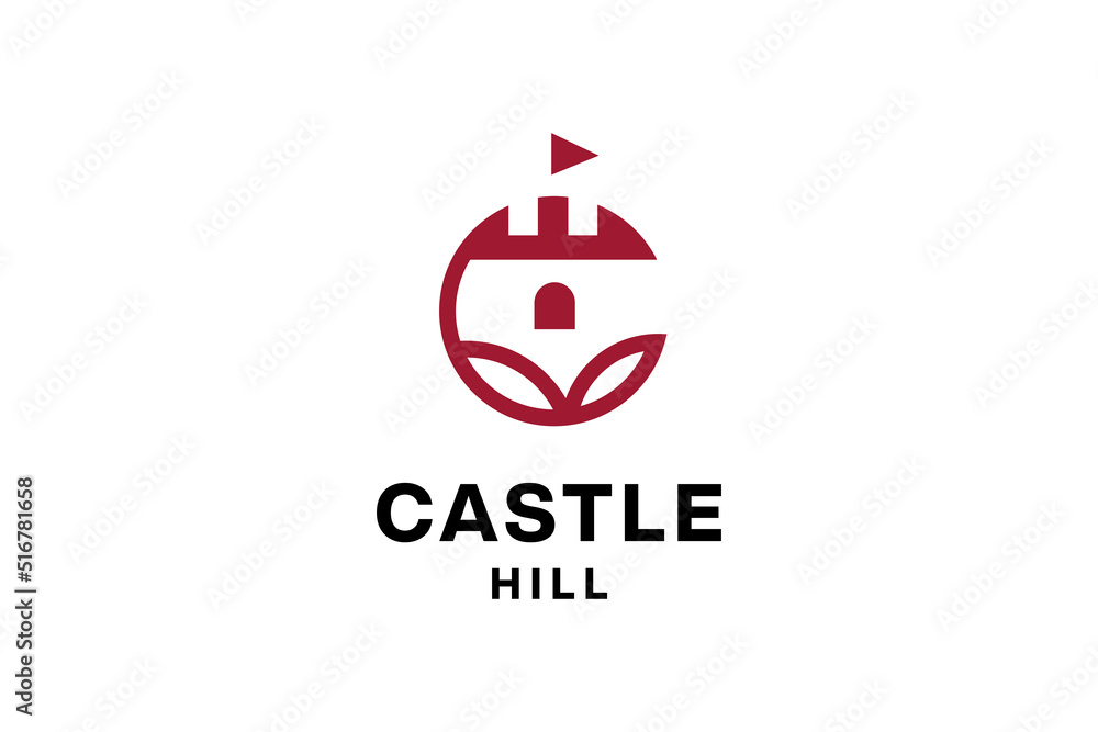 Castle hill with letter C logo design vector illustration. Stock Vector ...