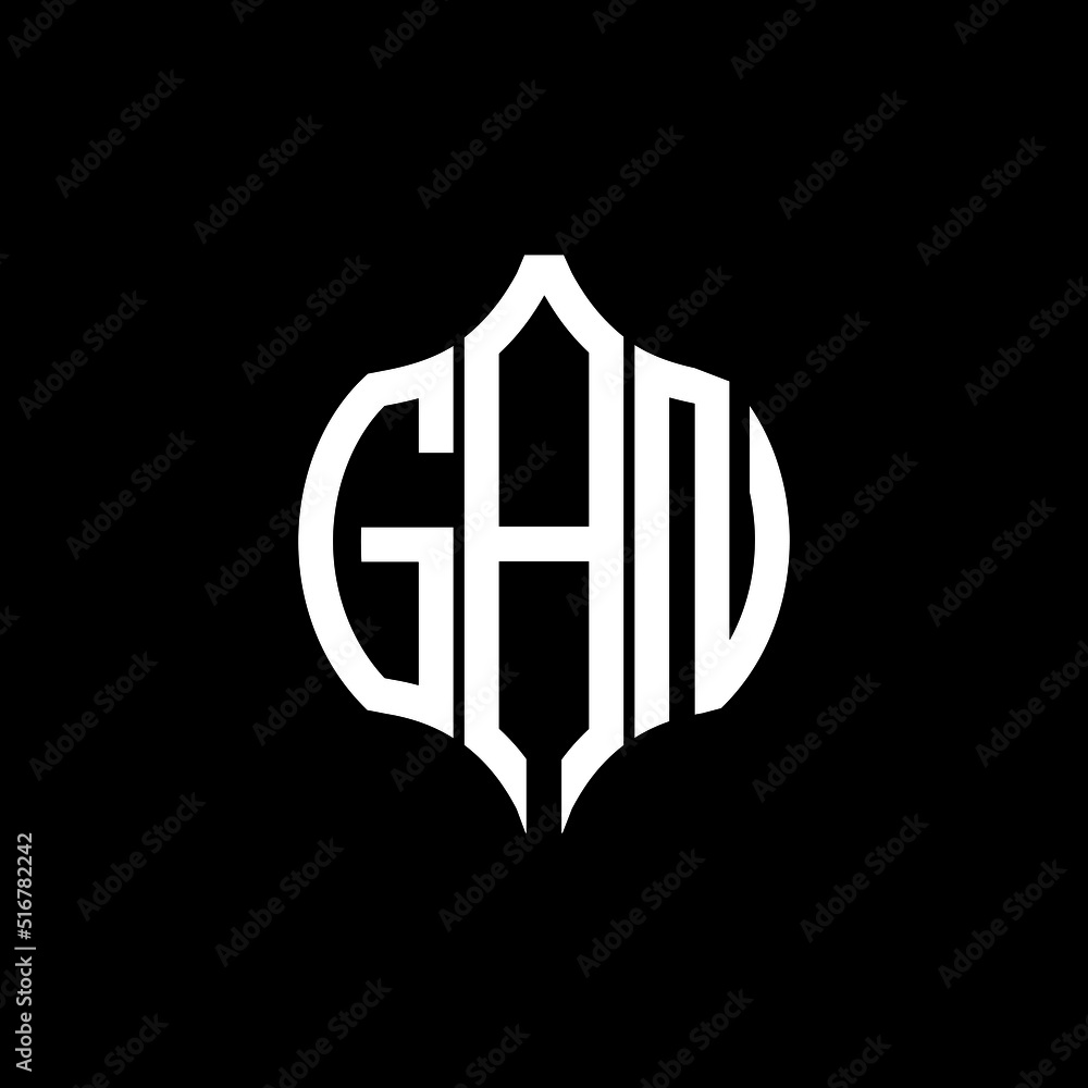 GAN letter logo. GAN best black background vector image. GAN Monogram ...