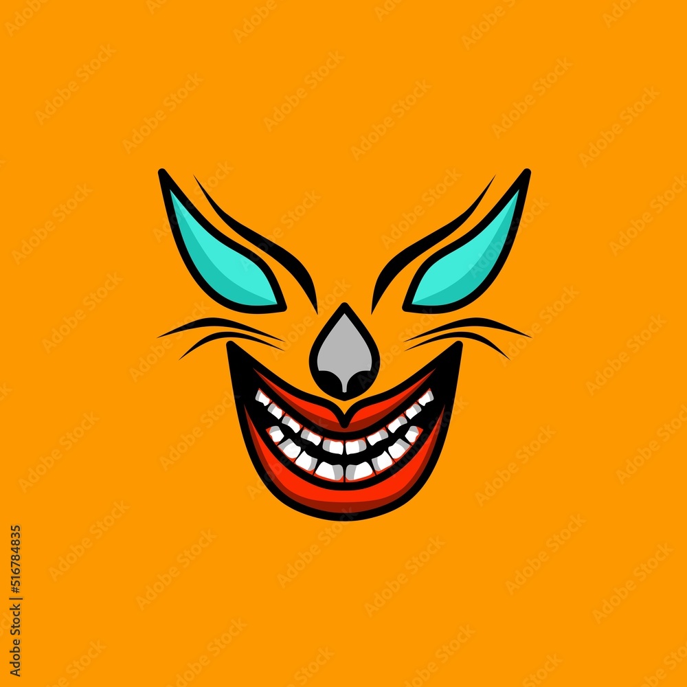Creepy face character design vector with glowing eyes and scary smile ...