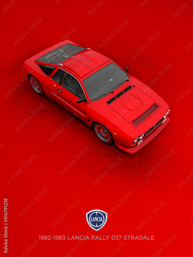 Lancia Rally 037 Stradale car poster Stock Illustration | Adobe Stock