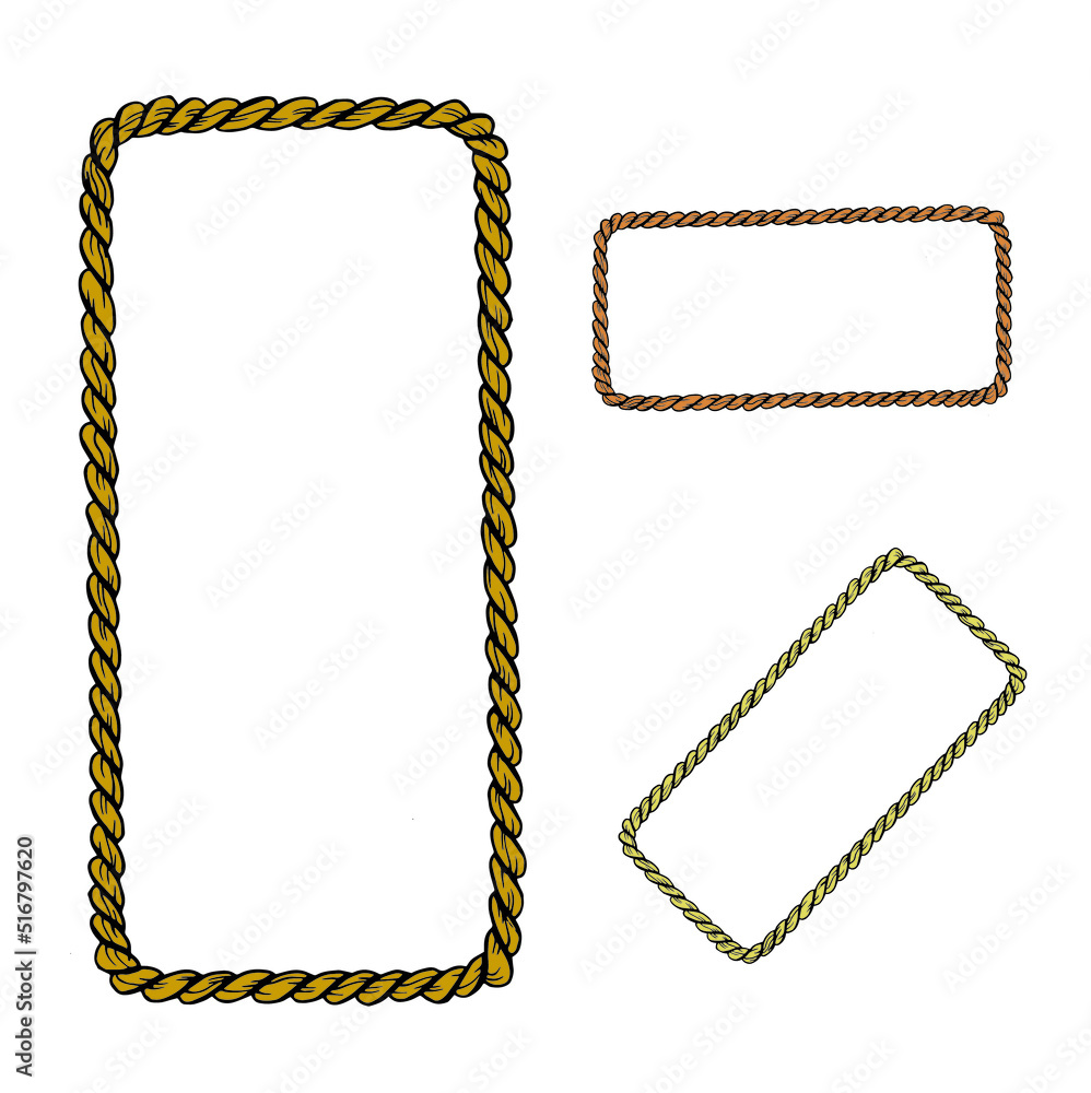 Rectangle shaped rope frame. Rope vector border decoration. Stock ...