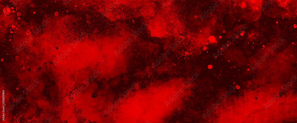 Red watercolor ombre leaks and splashes texture on white watercolor ...