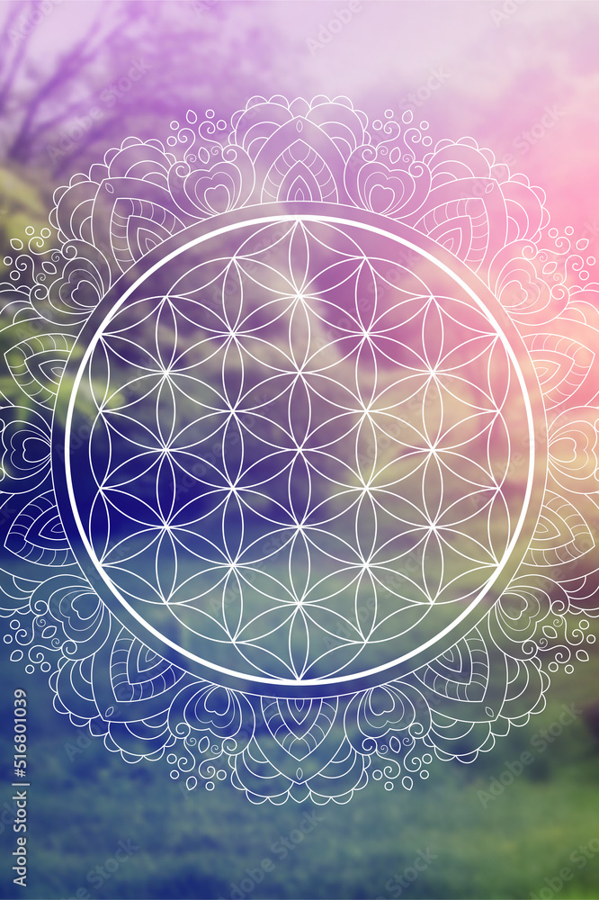Flower of life sacred geometry zentangle inspired design template with ...