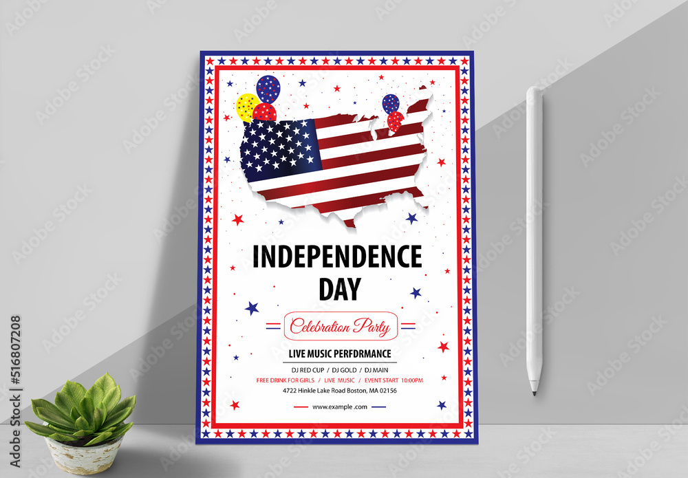 Independence Day Flyer Stock Template | Adobe Stock