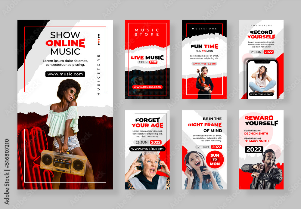 Music Social Media Story Layouts Stock Template | Adobe Stock