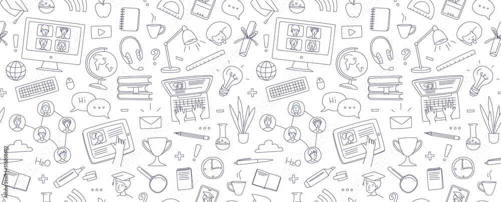 Learning online, e-learning video call chat with class. Distance ...