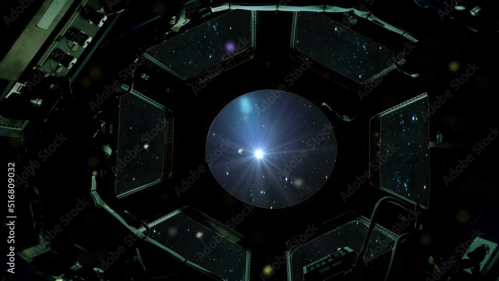 A Spinning Star in the Universe as Seen from the Window of a Spaceship ...