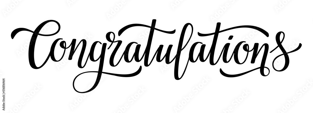 Hand drawn Congratulations black lettering. Vector illustration Stock ...