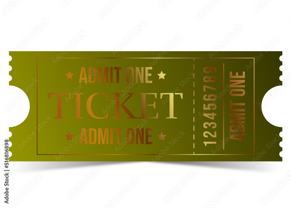 Gold ticket, premium and luxury coupon in green and golden colours ...