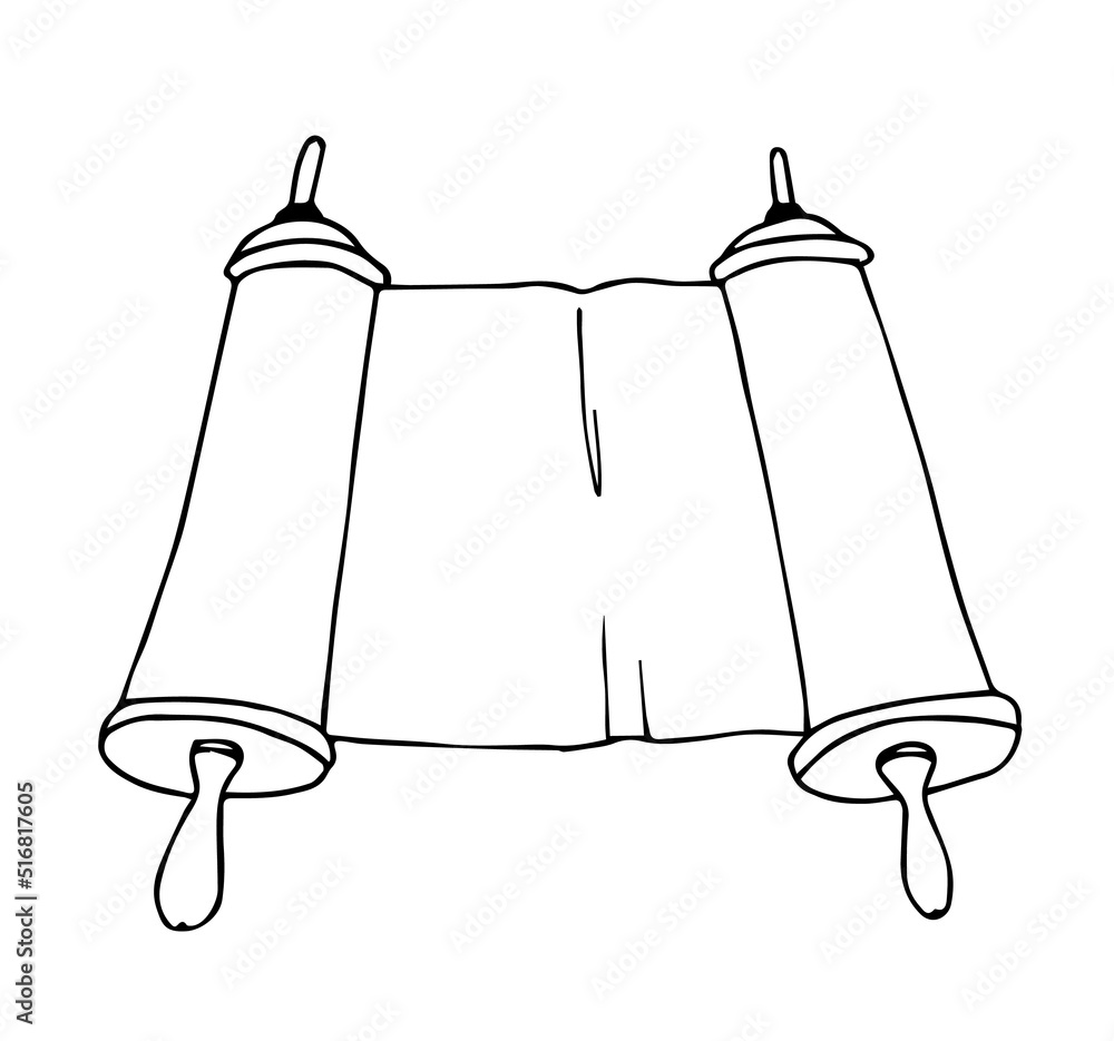Torah scroll vector illustration. Torah simple line drawing. Stock ...
