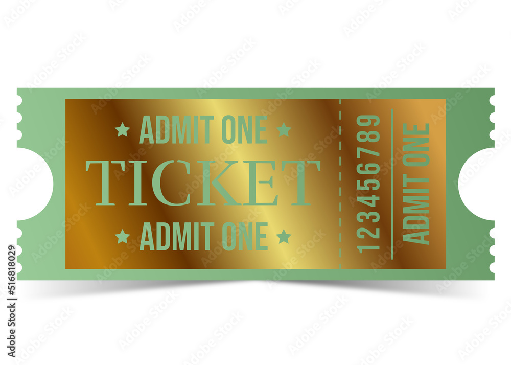 Gold ticket, premium and luxury coupon in green and golden colours ...