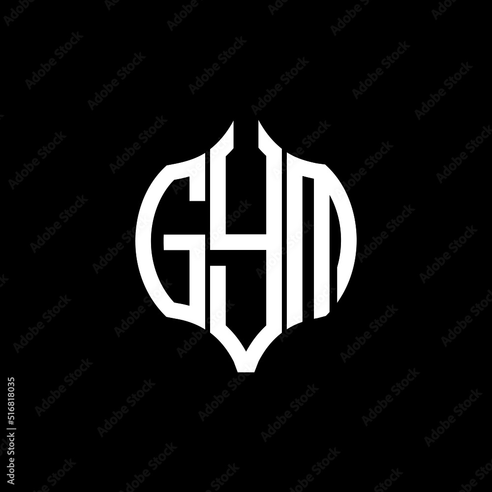GYM letter logo. GYM best black background vector image. GYM Monogram ...