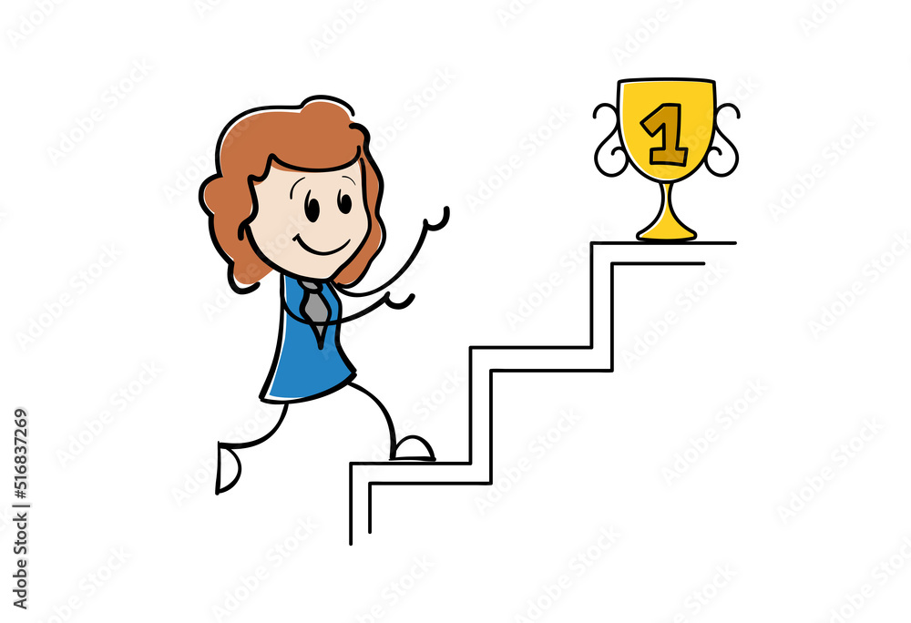 Cartoon stick figure drawing conceptual illustration of businesswoman ...