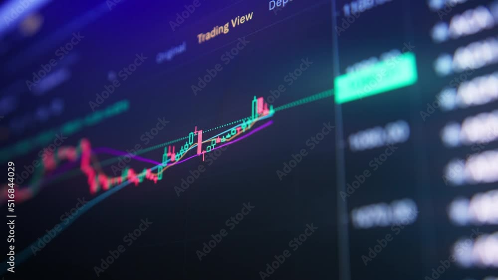 Bitcoin. Stock Market Chart, Beautiful 3d Animation of Japanese ...