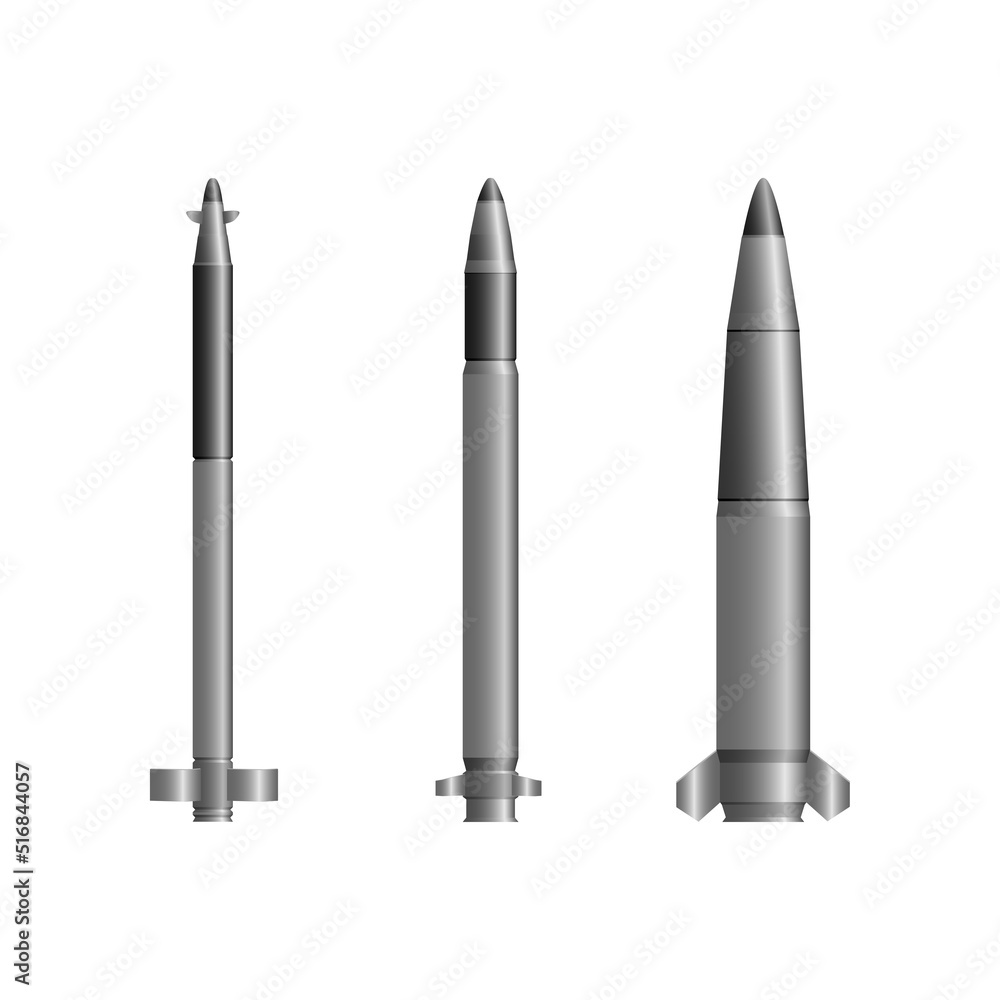 Set of rocket for MLRS. Missiles. Vector illustration military weapons ...