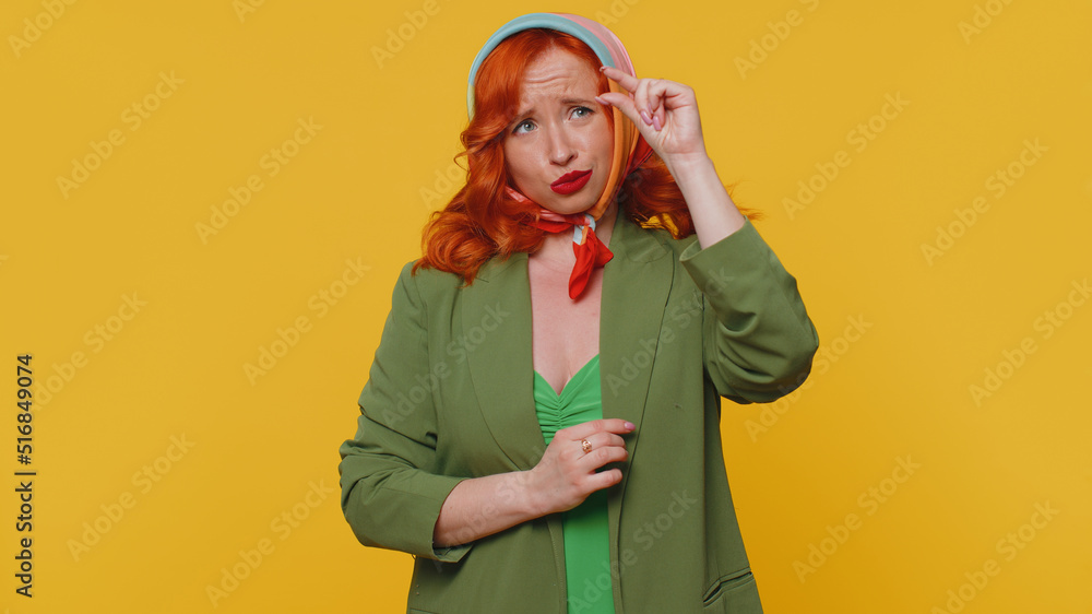 Need some more please give me. Woman showing a little bit gesture with ...