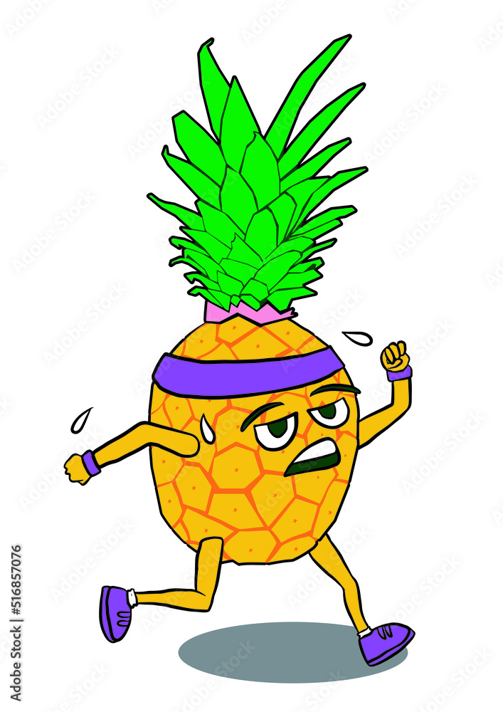 Pineapple mascot running. Vector Illustration of Fruit Character ...