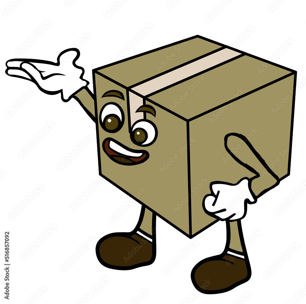 Brown Cardboard mascot making presentations. Object character vector ...