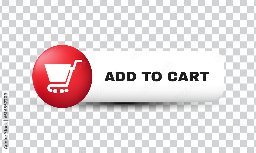 unique 3d add cart red color button web icon design isolated on ...