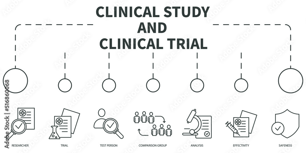 clinical study and clinical trial Vector Illustration concept. Banner ...