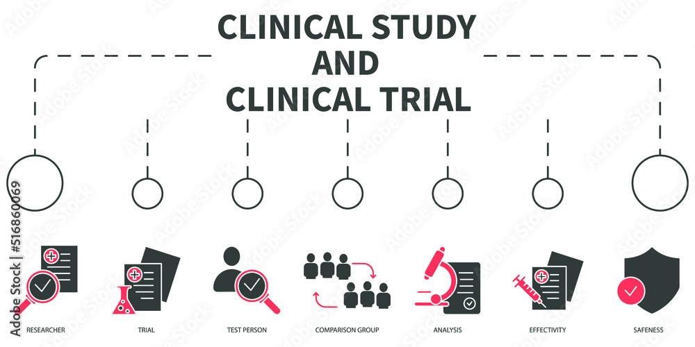 clinical study and clinical trial Vector Illustration concept. Banner ...