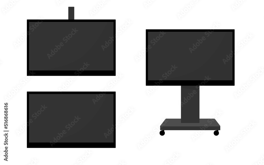 These are vector illustrations of ceiling-mounted TVs, wall-mounted TVs ...