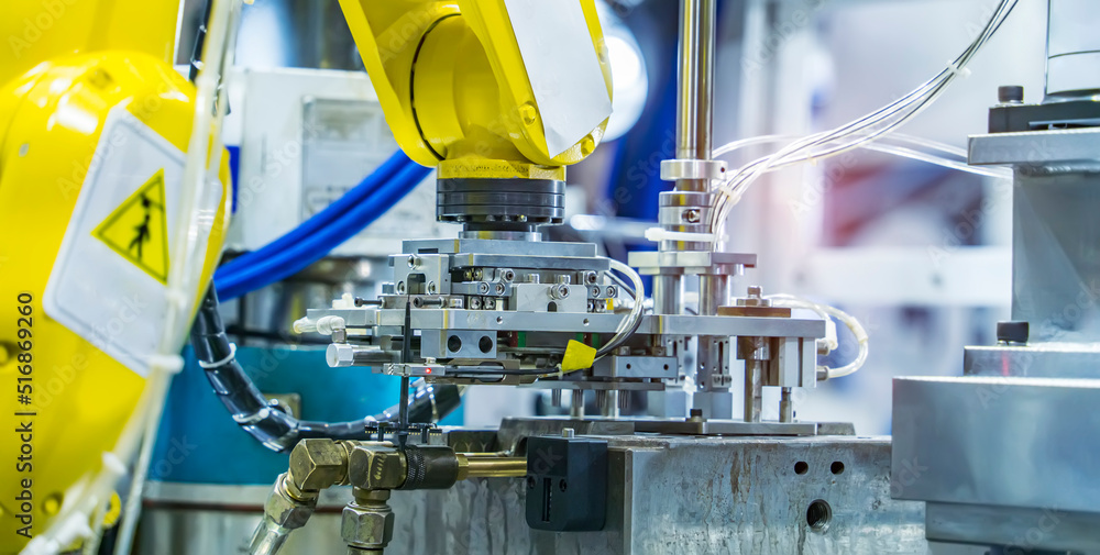 automated arm catch for assembly line. The robot for smart technology ...