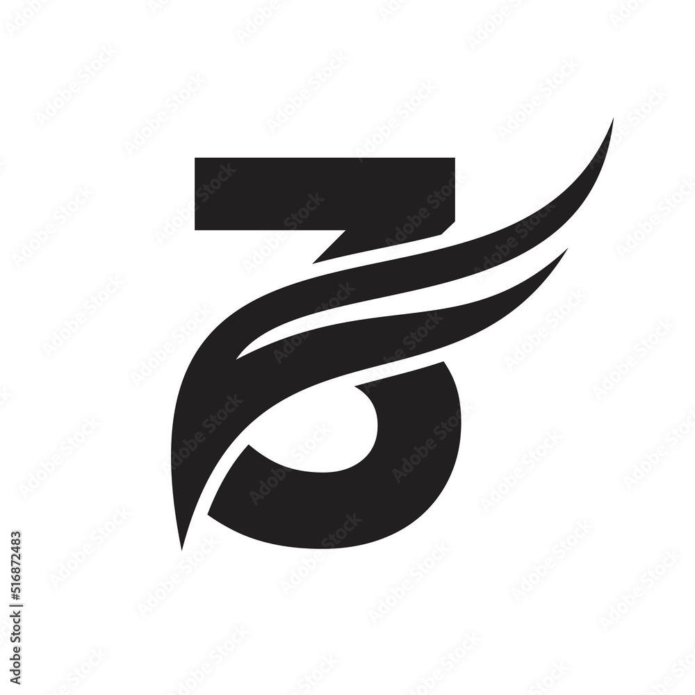 Letter 3 Wing Logo Design. Transportation Logo Letter 3 and Wings ...